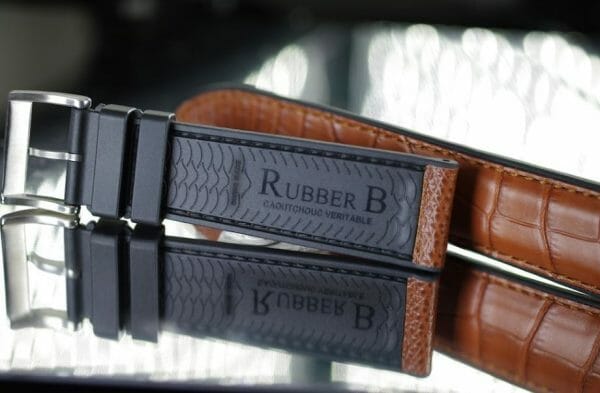 Sporty Elegant Swiss Made Leather Watch Bands - Rubber B